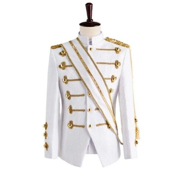 Jackets & Coats | Costume Classical Slim Jacket Mens Large White Gold ...